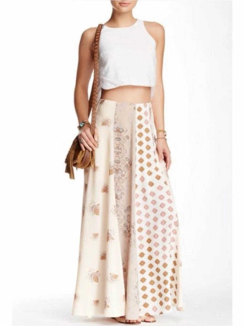 Free People | Skirts | Free People Amazing Technicolor Patchwork Maxi ...